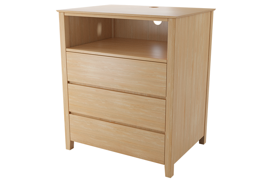 Solid Wood 3-Drawer Chest with Shelf - University Loft Company